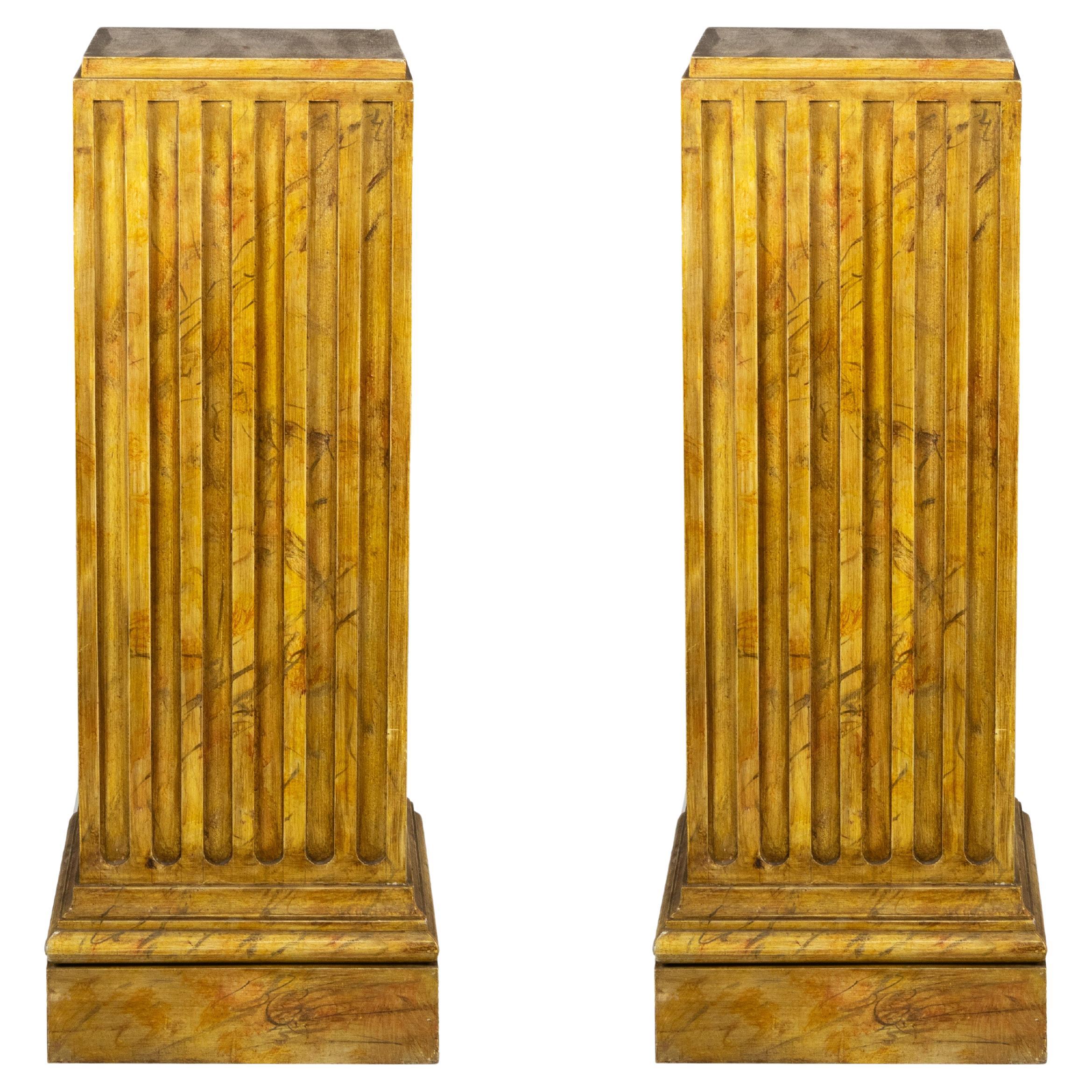 Pair Of French Fluted Wood Columns, 19th Century For Sale at 1stDibs