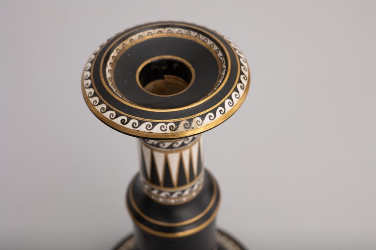 Pair of Neoclassical Pottery Candlesticks by Pratt For Sale at 1stDibs ...