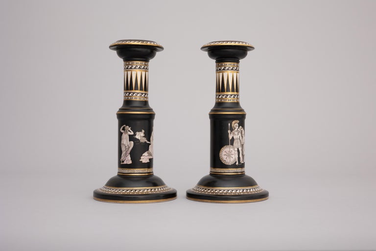 Pair of Neoclassical Pottery Candlesticks by Pratt For Sale at 1stDibs ...