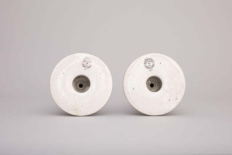 Pair of Neoclassical Pottery Candlesticks by Pratt For Sale at 1stDibs ...