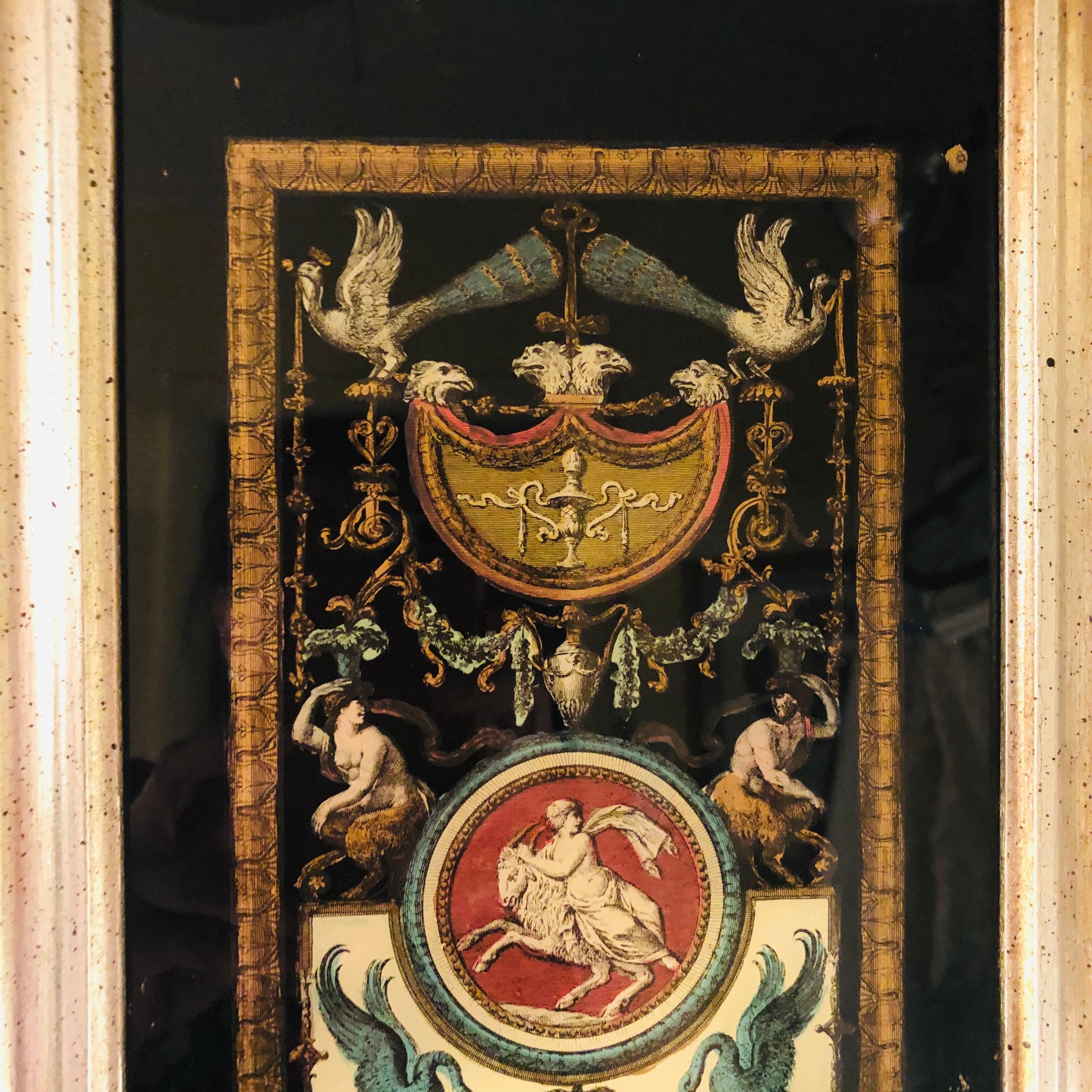 Pair of Neoclassical Reverse Paintings on Glass with Many Intricate ...