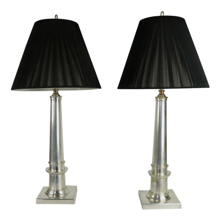 Pair of Neoclassical Silver Plate Table Lamps For Sale at 1stDibs ...