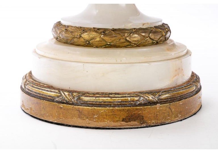 Pair of Neoclassical Style Antique Dore Mounted Onyx Table Lamps For ...