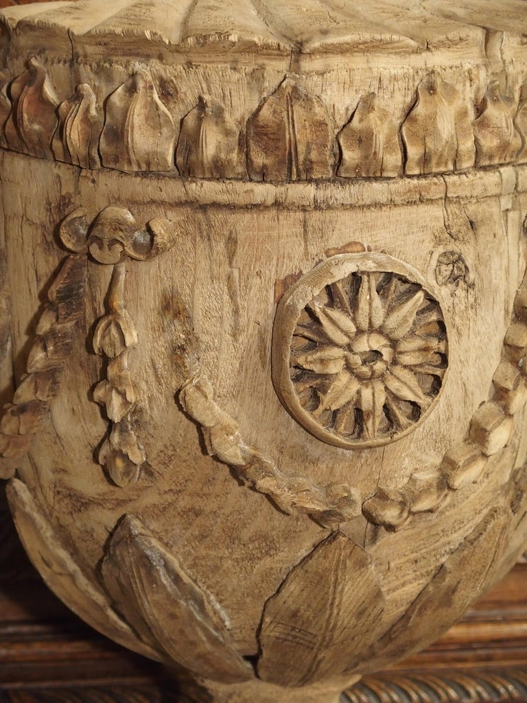 Pair of Neoclassical Style Carved Wooden Half Urns from England at 1stDibs