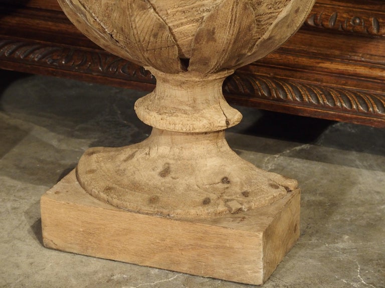 Pair of Neoclassical Style Carved Wooden Half Urns from England at 1stDibs