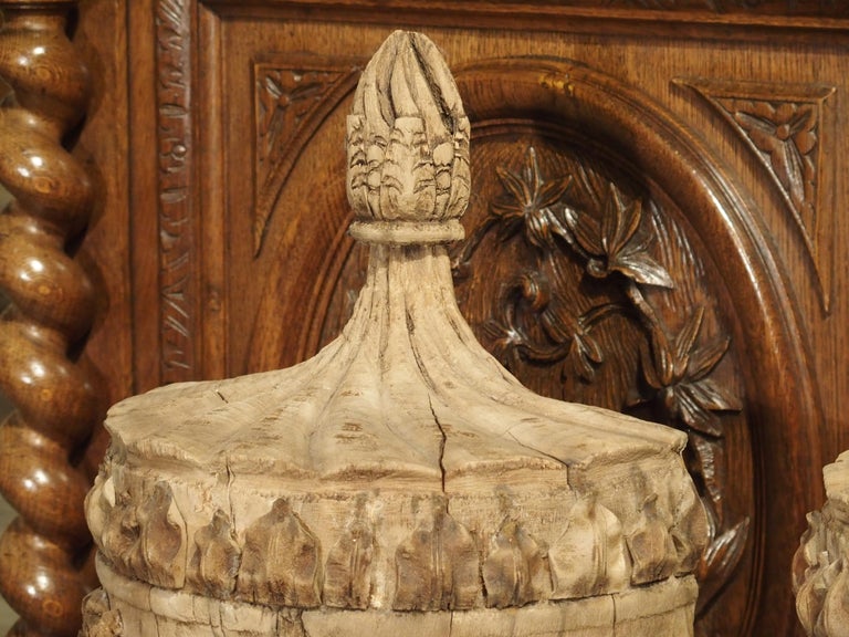 Pair of Neoclassical Style Carved Wooden Half Urns from England at 1stDibs