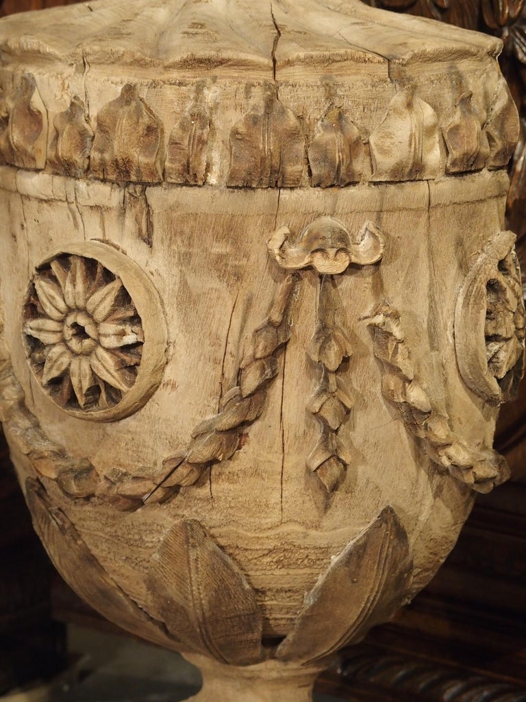 Pair of Neoclassical Style Carved Wooden Half Urns from England at 1stDibs