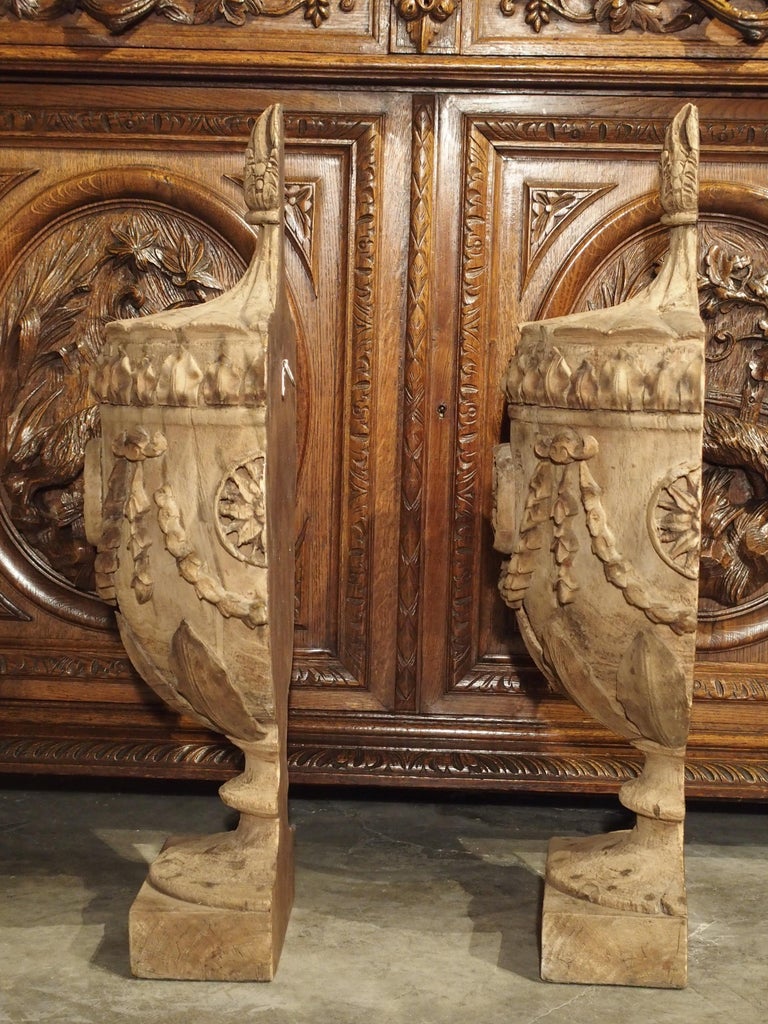 Pair of Neoclassical Style Carved Wooden Half Urns from England at 1stDibs