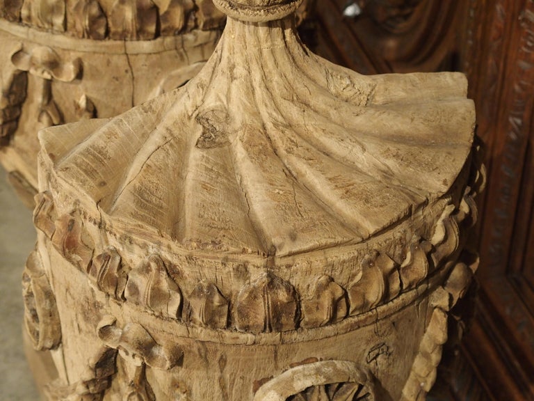 Pair of Neoclassical Style Carved Wooden Half Urns from England at 1stDibs