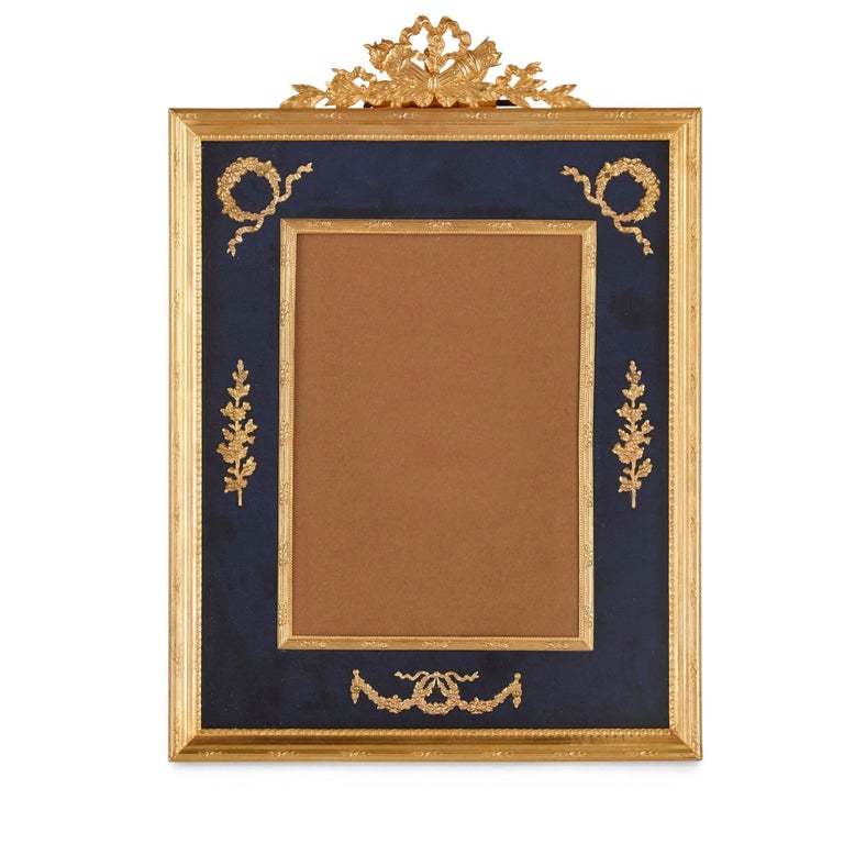 Pair of Neoclassical style gilt bronze and velvet photograph frames at ...