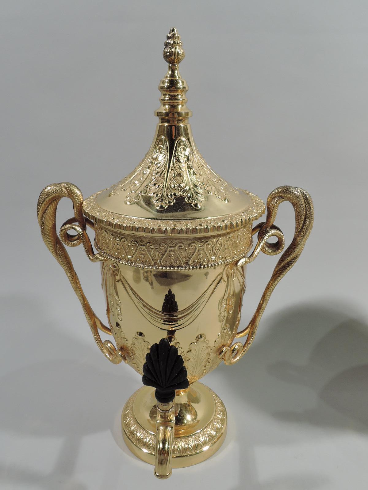 Pair of Neoclassical-Style Gilt Sterling Silver Tea Urns For Sale at ...