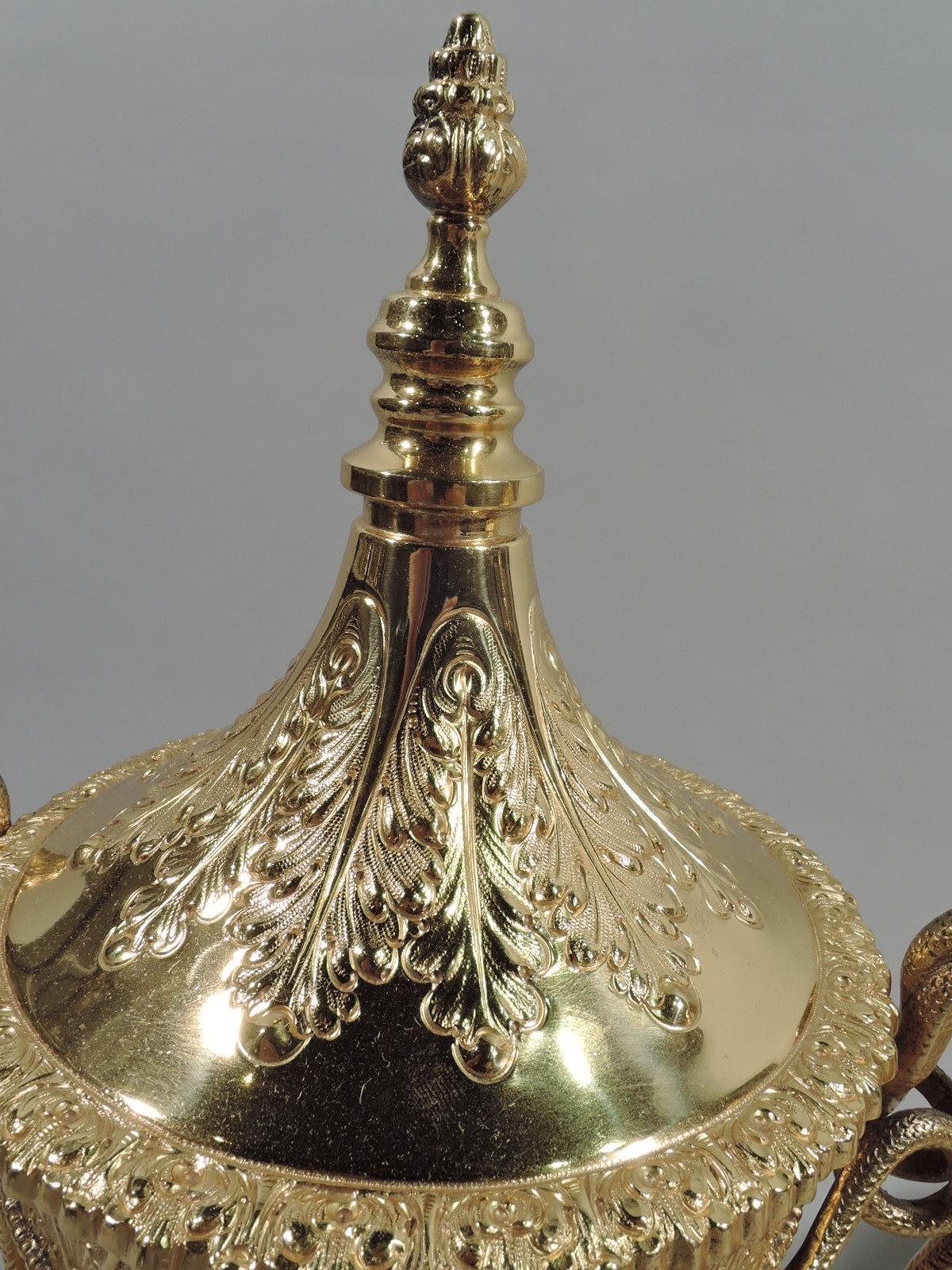 Pair of Neoclassical-Style Gilt Sterling Silver Tea Urns For Sale at ...