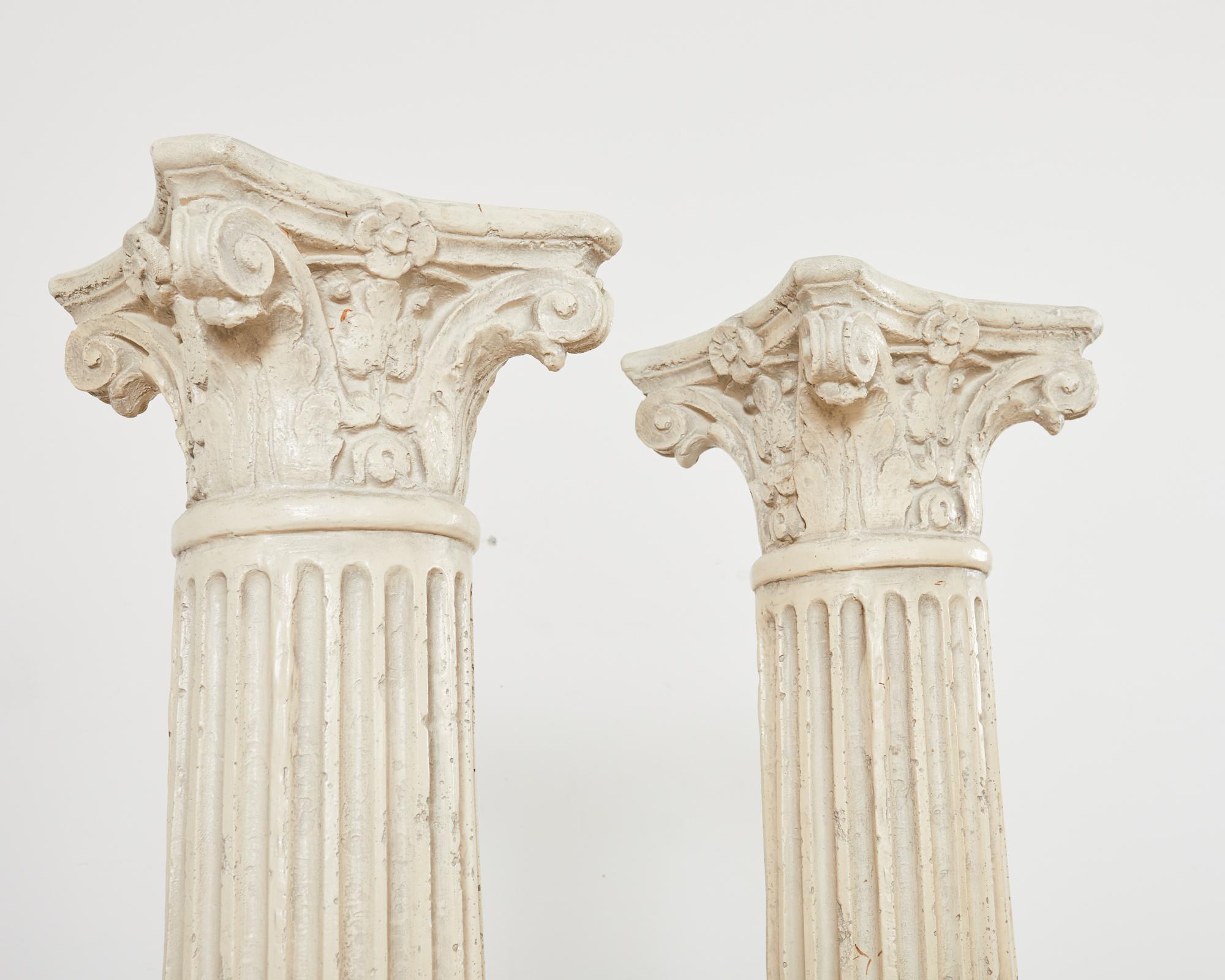 Pair of Neoclassical Style Greco Roman Plaster Columns For Sale at 1stDibs