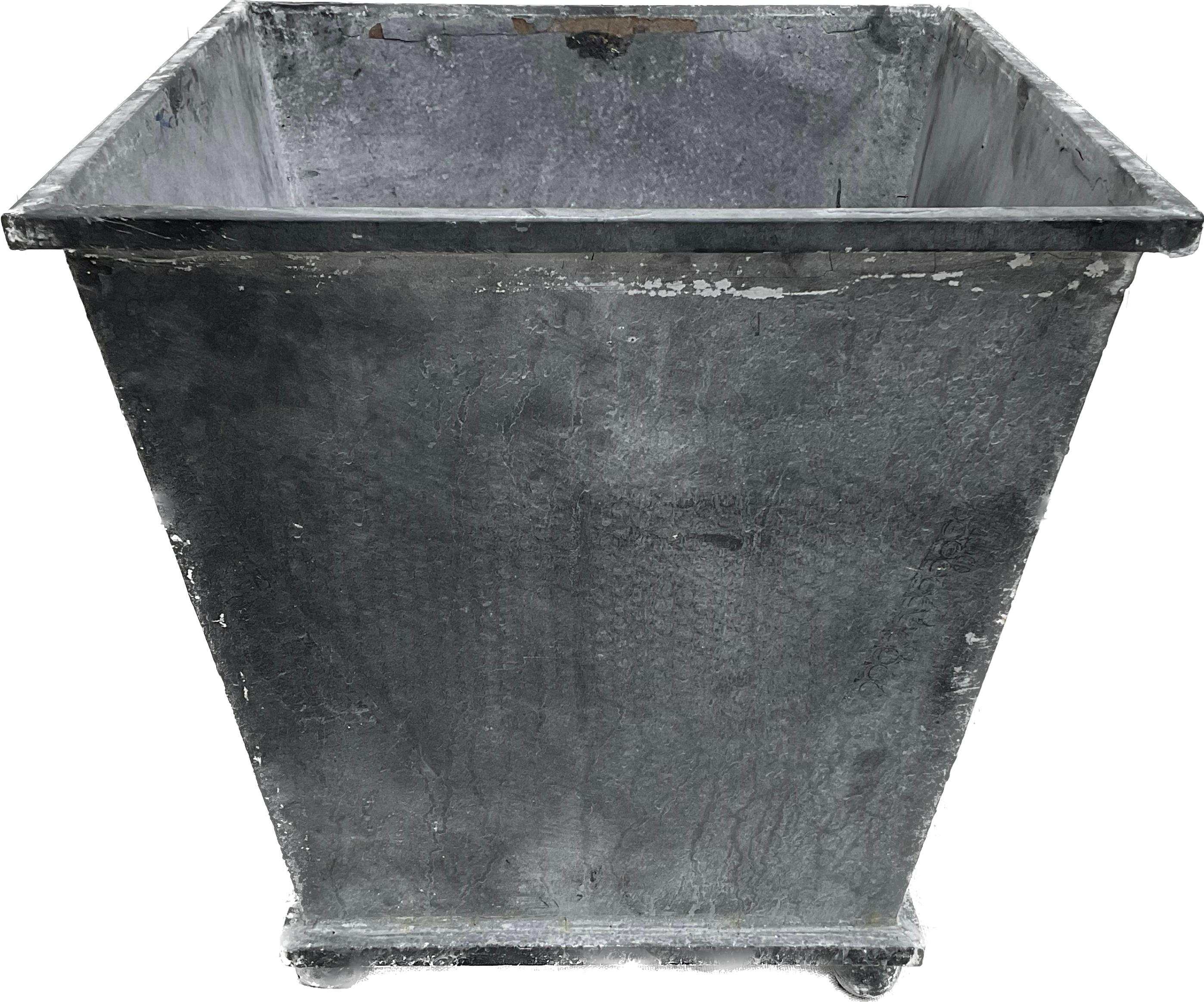 Pair Of Neoclassical Style Grey Metal Planters For Sale at 1stDibs