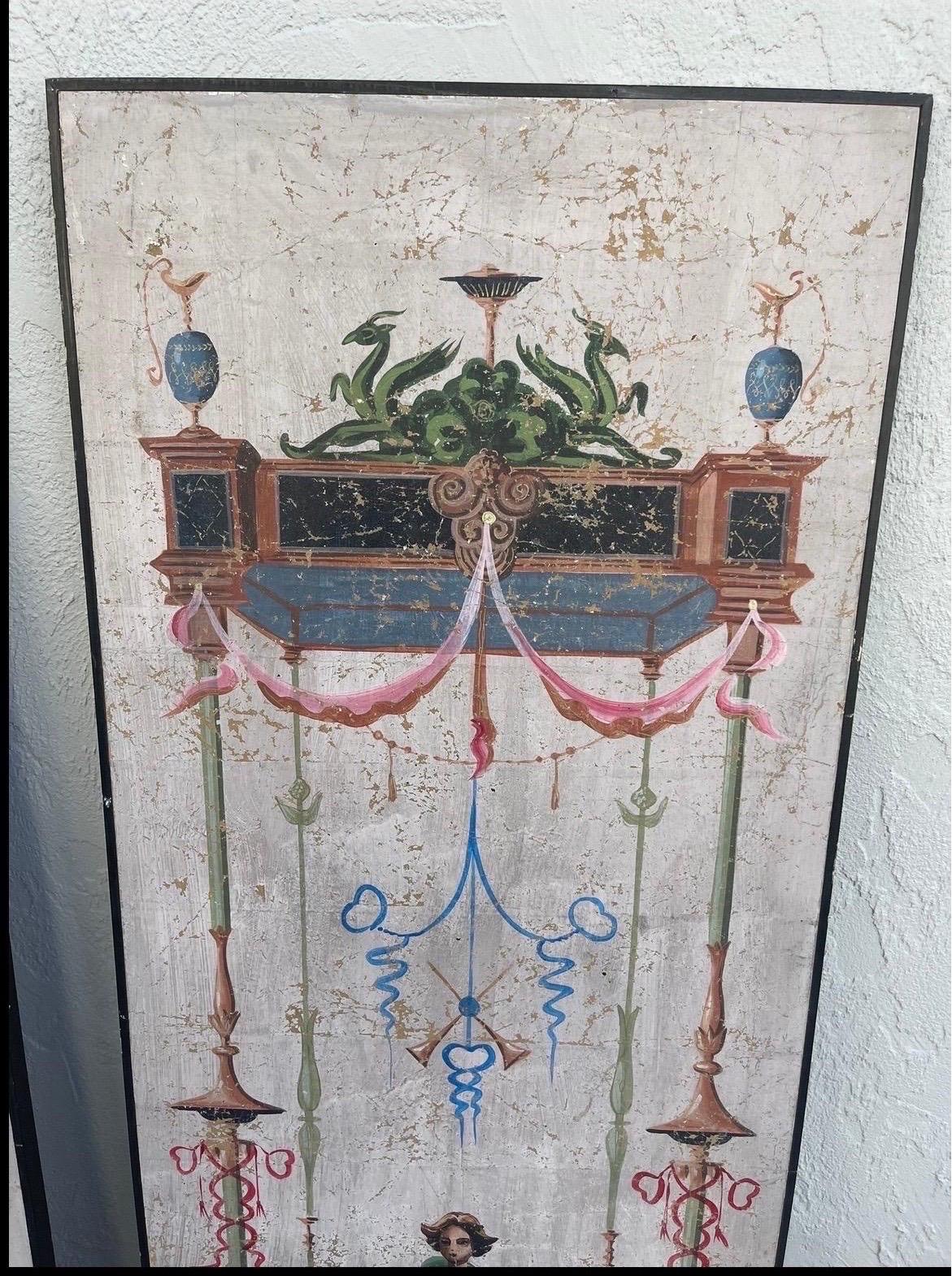Pair of Neoclassical Style Painted Panels For Sale at 1stDibs
