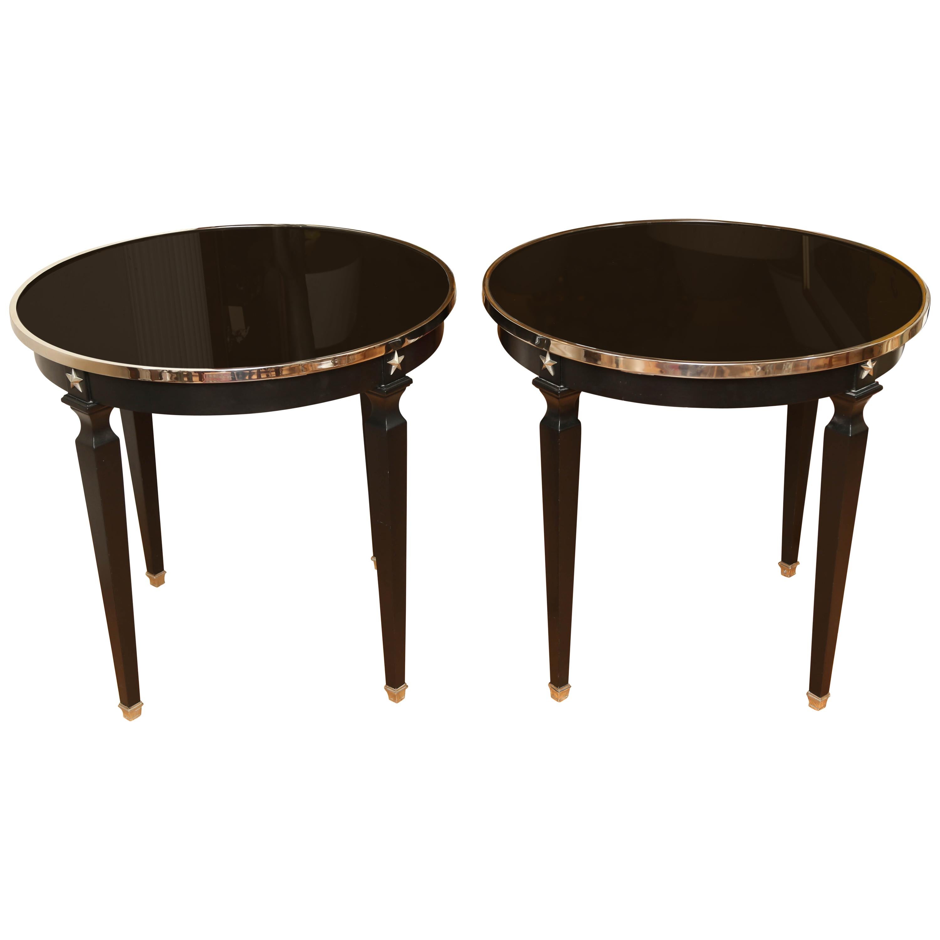Pair of Neoclassical Style Round Side Tables at 1stDibs