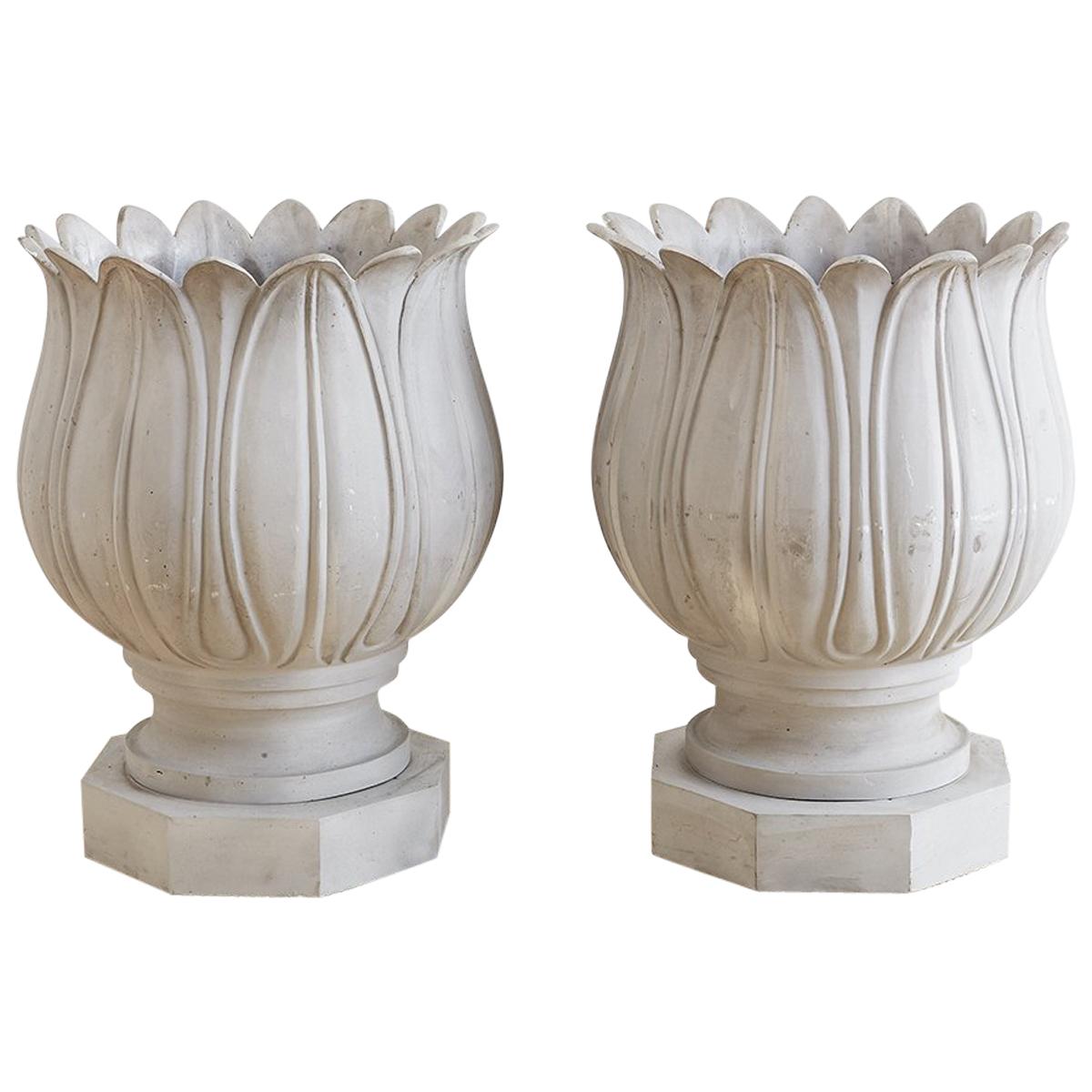 Pair of Neoclassical Tulip Form Planters or Jardinières at 1stDibs