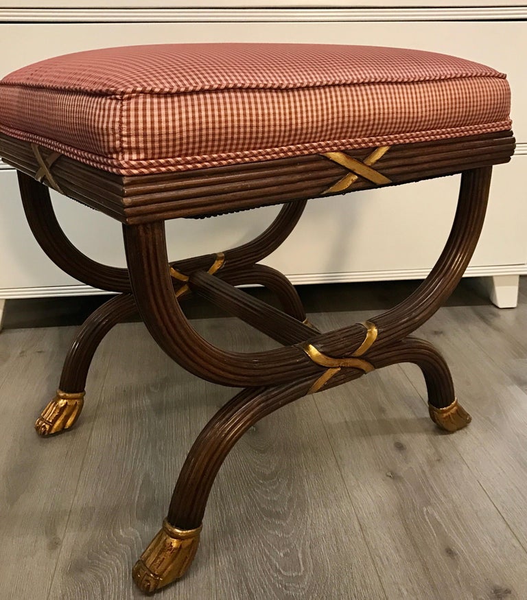 Pair of Neoclassical William Switzer X-Base Benches Ottomans at 1stDibs