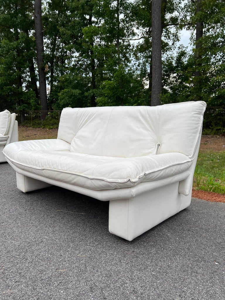 Pair of Nicoletti Salotti Postmodern Italian Leather Sofas at 1stDibs