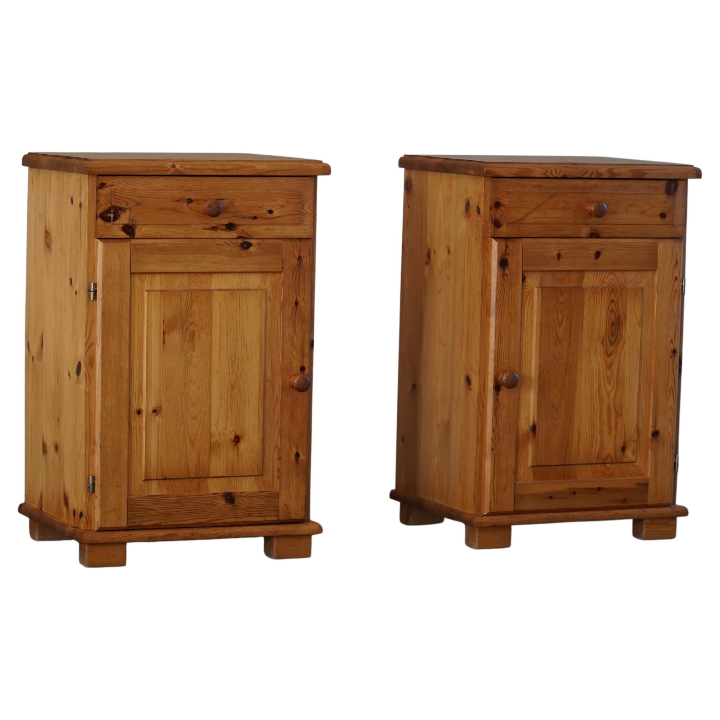 Pair of Night Stands in Solid Pine, 20th Midcentury, Danish Modern For ...