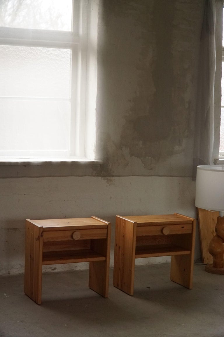 Pair of Night Stands with Drawer in Pine, Danish Modern, Made in 1980s ...