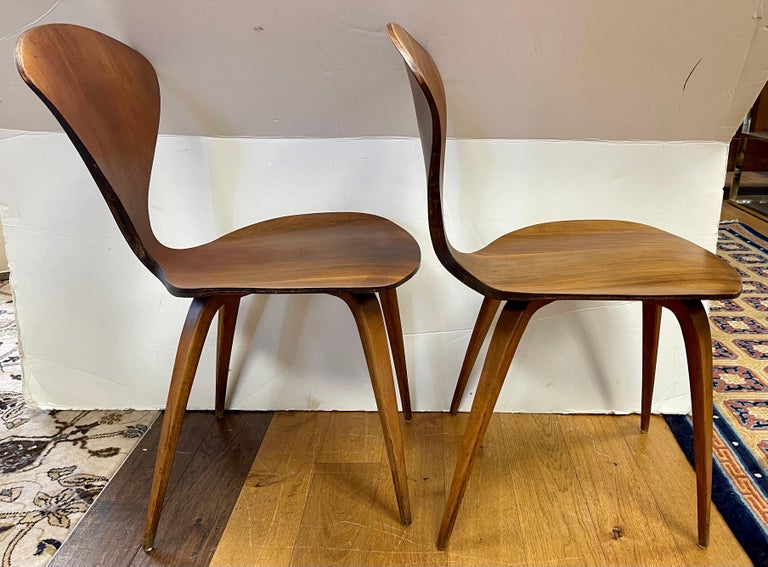 Pair of Norman Cherner Mid-Century Modern Matching Side Chairs For Sale ...