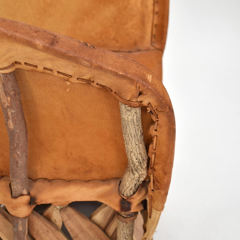 Pair of North or Native American Chairs in Leather and Wood at 1stDibs