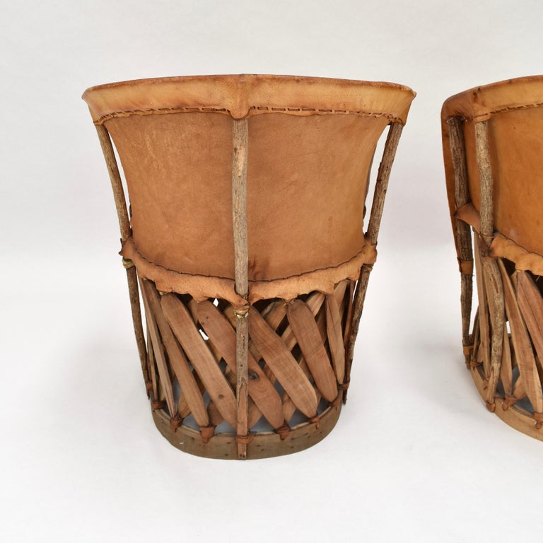 Pair of North or Native American Chairs in Leather and Wood at 1stDibs