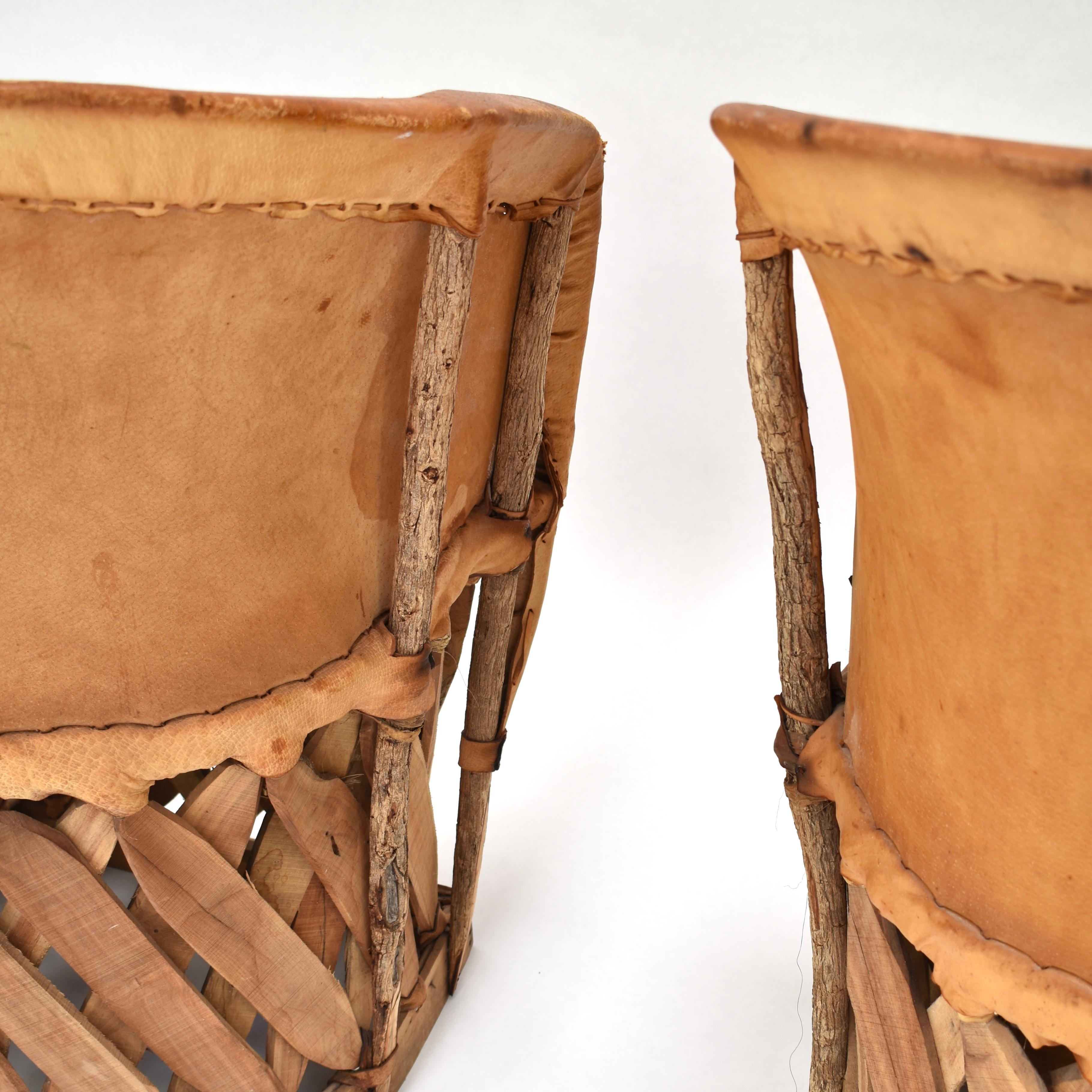 Pair of North or Native American Chairs in Leather and Wood at 1stDibs ...