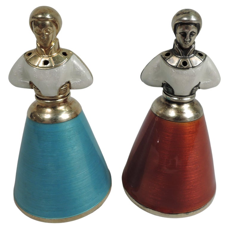 Pair of Norwegian Nordic Novelty Enamel Salt and Pepper Shakers by ...