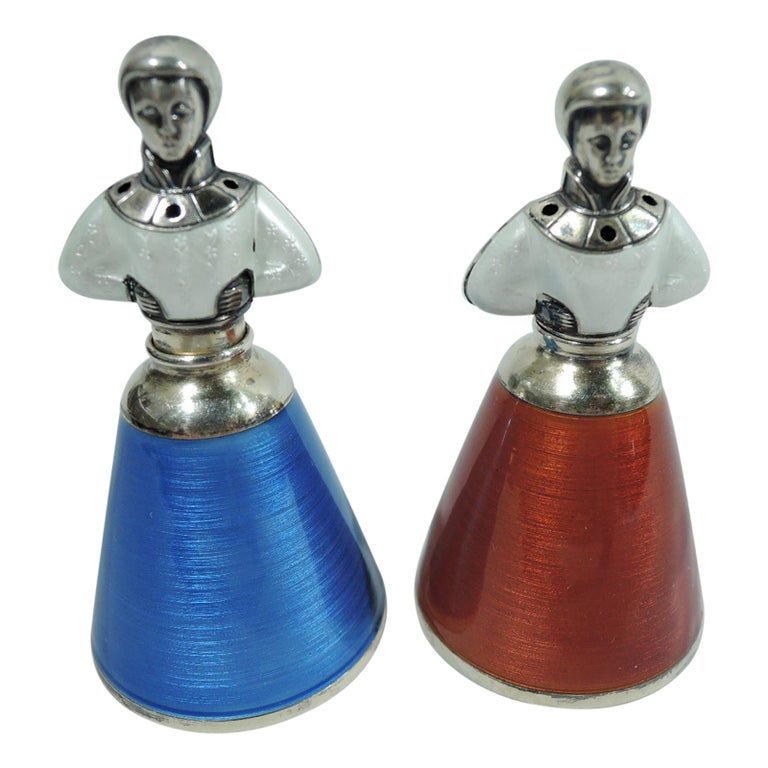 Pair of Norwegian Nordic Novelty Enamel Salt and Pepper Shakers For ...