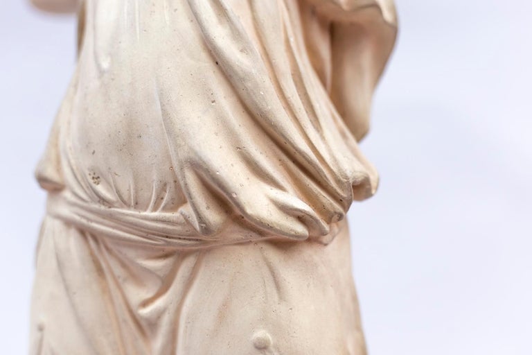 Pair of Nymphs Sculptures on Columns in Painted Ceramic, 1880-1905 at ...