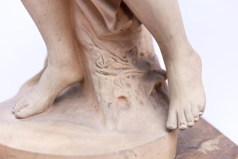 Pair of Nymphs Sculptures on Columns in Painted Ceramic, 1880-1905 at ...