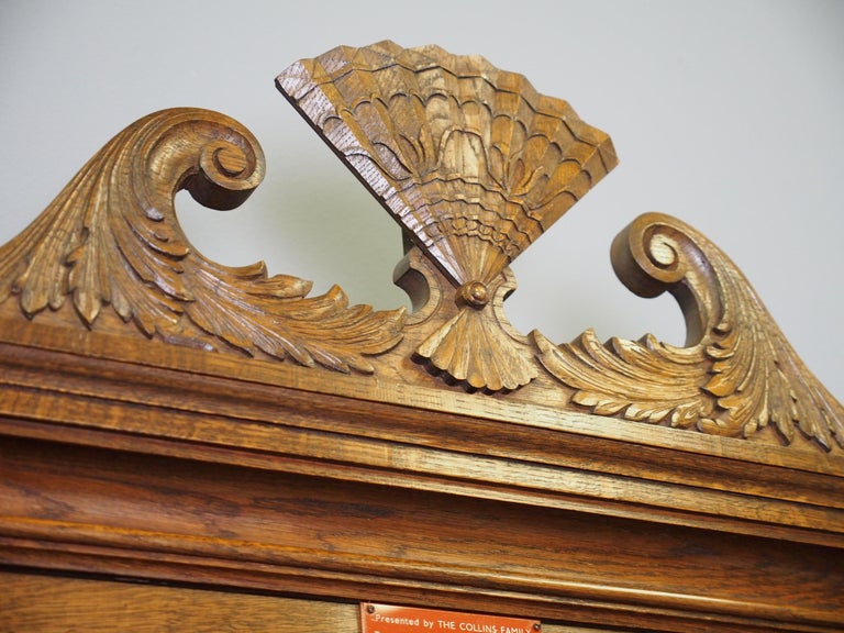 Pair of Oak Bespoke Made Fan Display Cabinets at 1stDibs