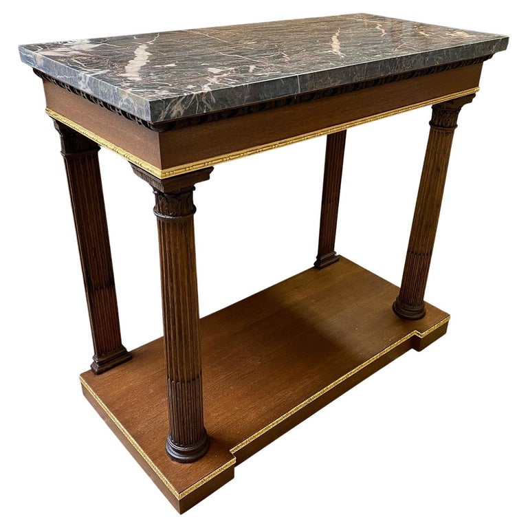 Paire de tables consoles en chêne avec plateau en marbre Ashburton En ...