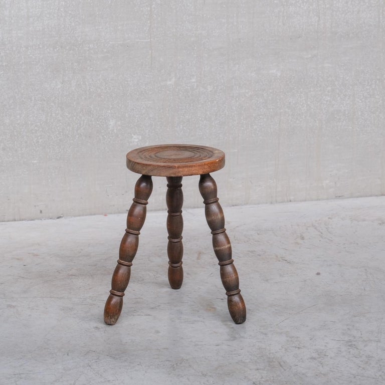 Pair of Oak French Mid-Century Bobbin Stools For Sale at 1stDibs