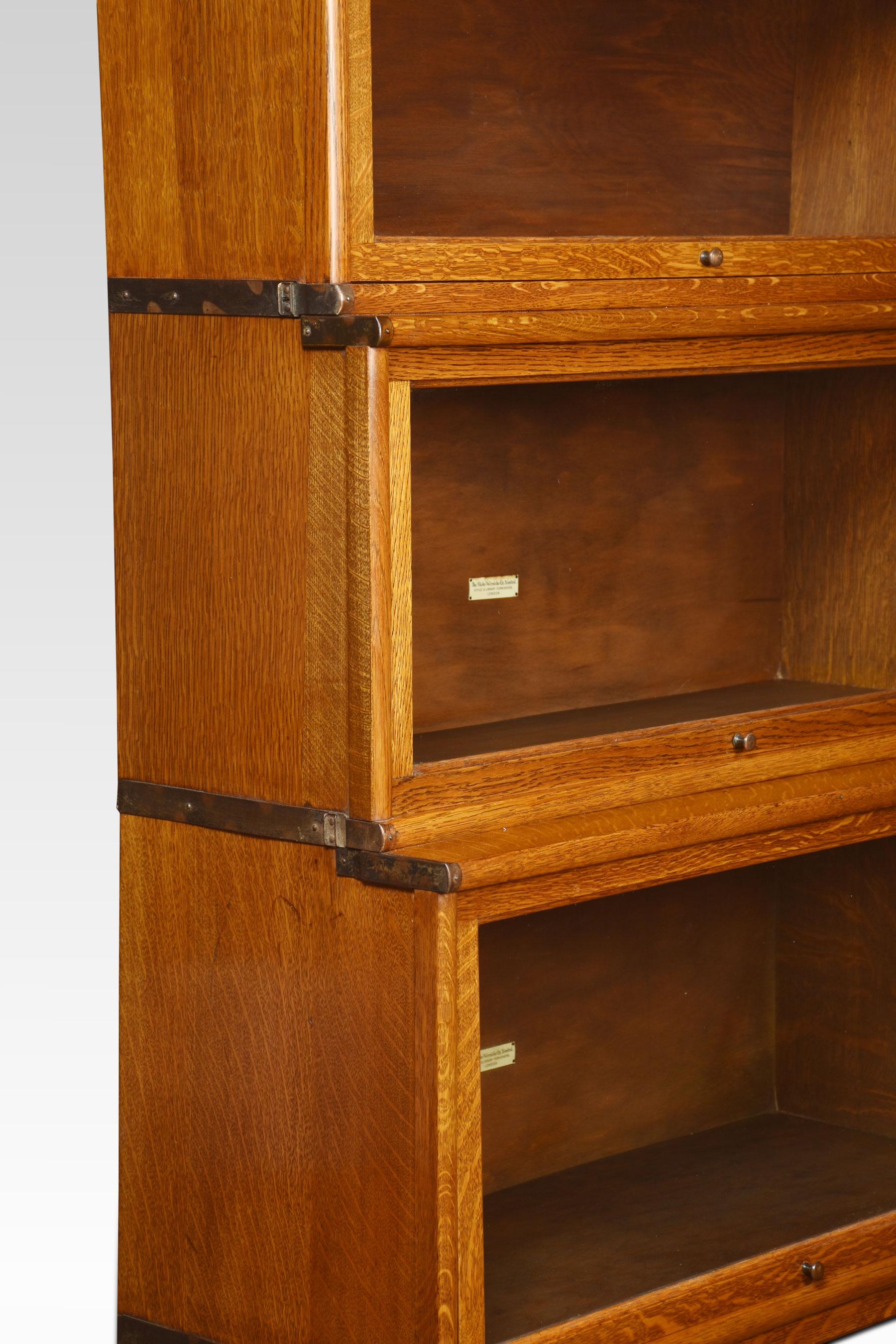 Pair of oak globe Wernicke five section bookcases For Sale at 1stDibs