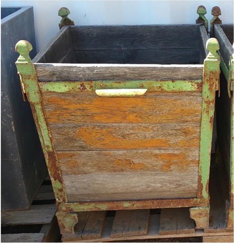 Pair of Oak and Iron Planters, 19th Century, GE-0111 For Sale at 1stDibs
