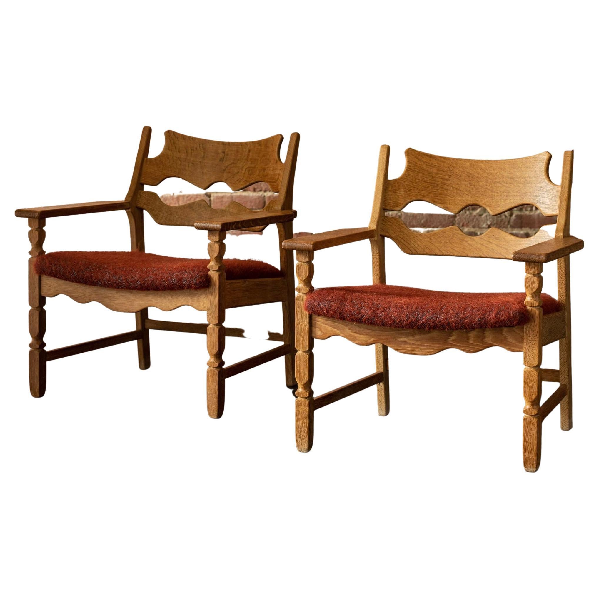 Henning Kjærnulf, "Razorblade" Lounge Chair in Oak and Bouclé, Danish ...