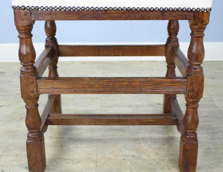 Pair of Oak Turned Leg Stools at 1stDibs