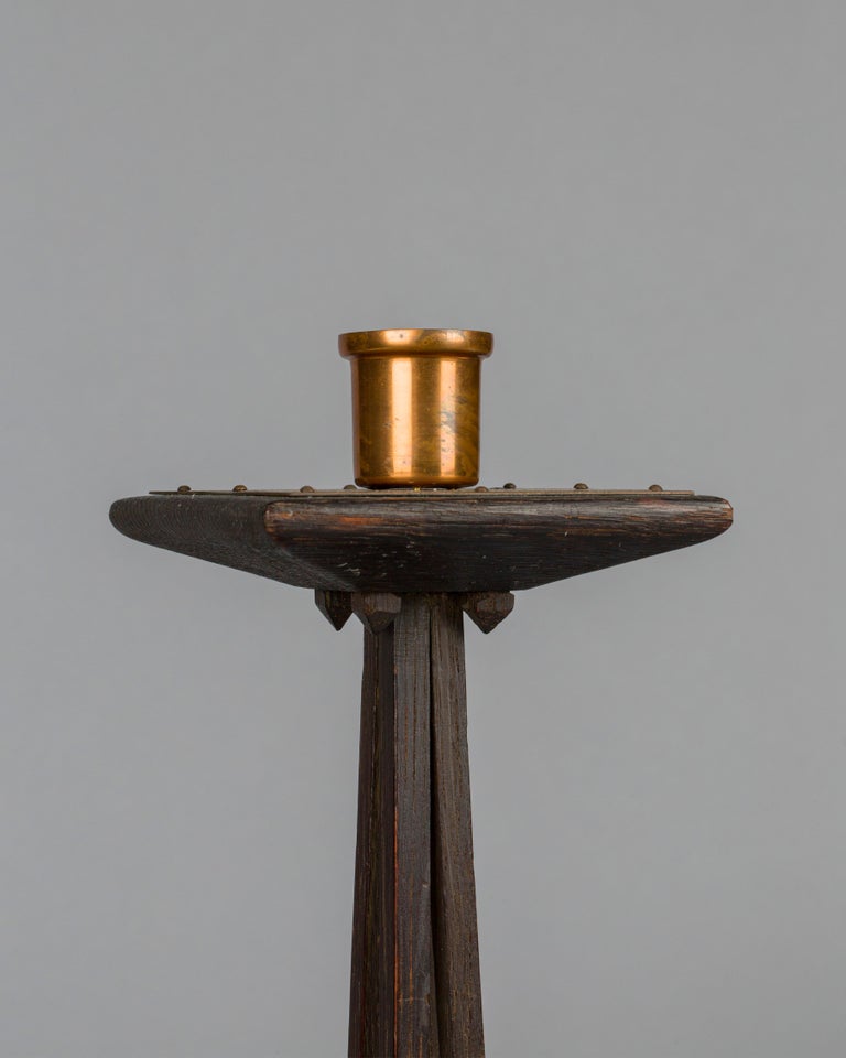 Pair of Oak Wood and Copper Candlesticks by Charles Rohlfs, 1904 For ...