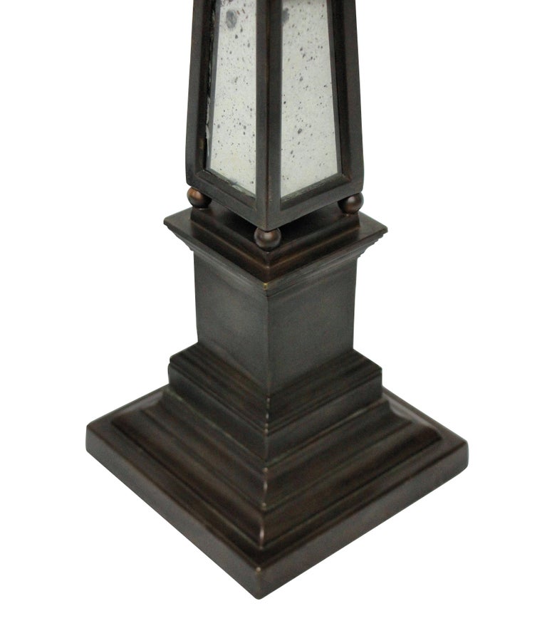 Pair of Obelisk Lamps with Mirror Panels For Sale at 1stDibs