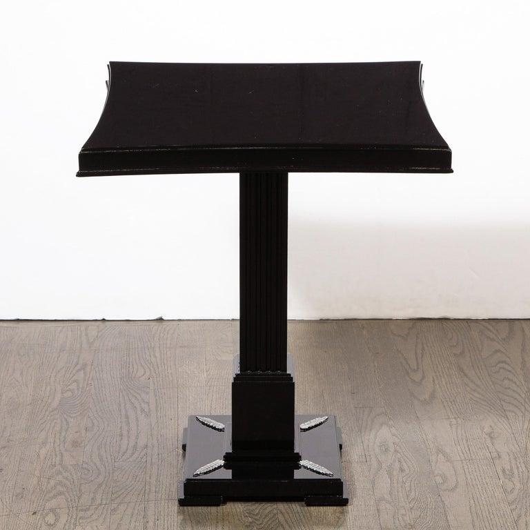 Pair of Occasional Tables in Black Lacquer with Pedestal Bases by ...