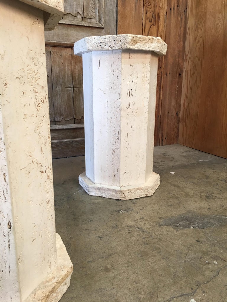 Pair of Octagonal Travertine Columns at 1stDibs