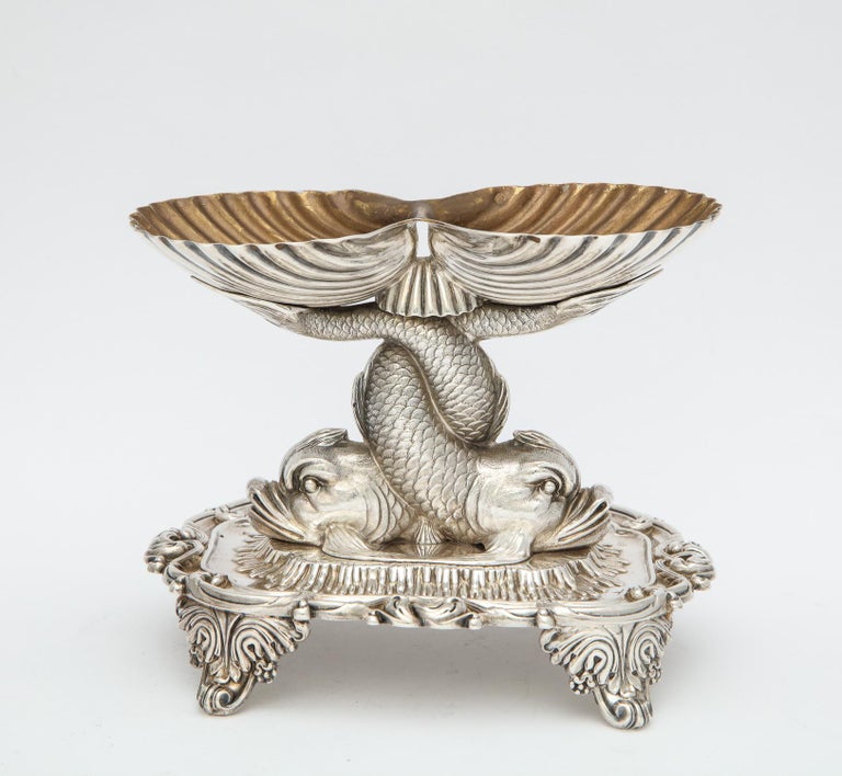 Pair of Odiot Neoclassical Sterling Silver Dolphin-Form Salt Cellars ...