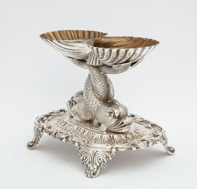 Pair of Odiot Neoclassical Sterling Silver Dolphin-Form Salt Cellars ...