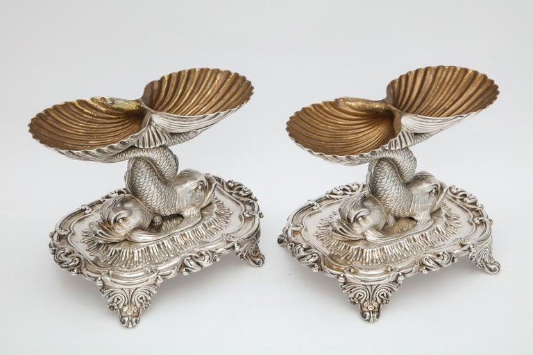 Pair of Odiot Neoclassical Sterling Silver Dolphin-Form Salt Cellars ...