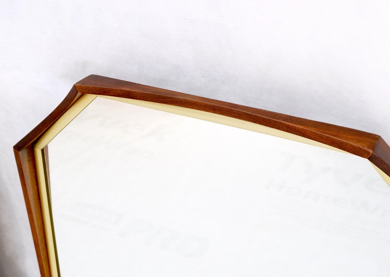 Pair of Oiled Walnut Frames Gold Trim Elongated Octagon Shape Wall ...