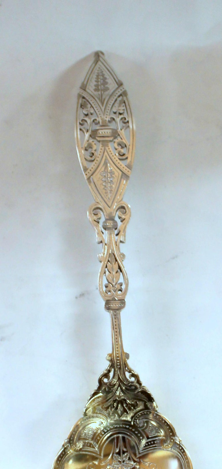 Pair of Old 19th Century Silver Plate Hand-Pierced and Engraved Serving ...