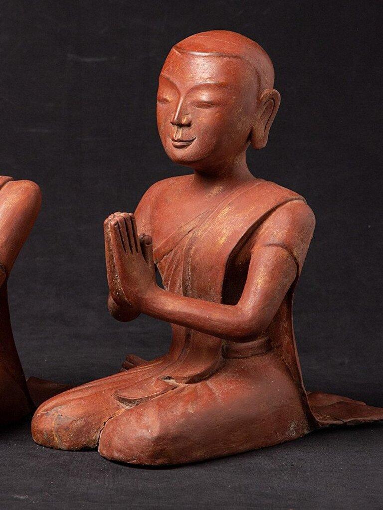 Pair of Old Burmese Monk Statues from Burma For Sale at 1stDibs